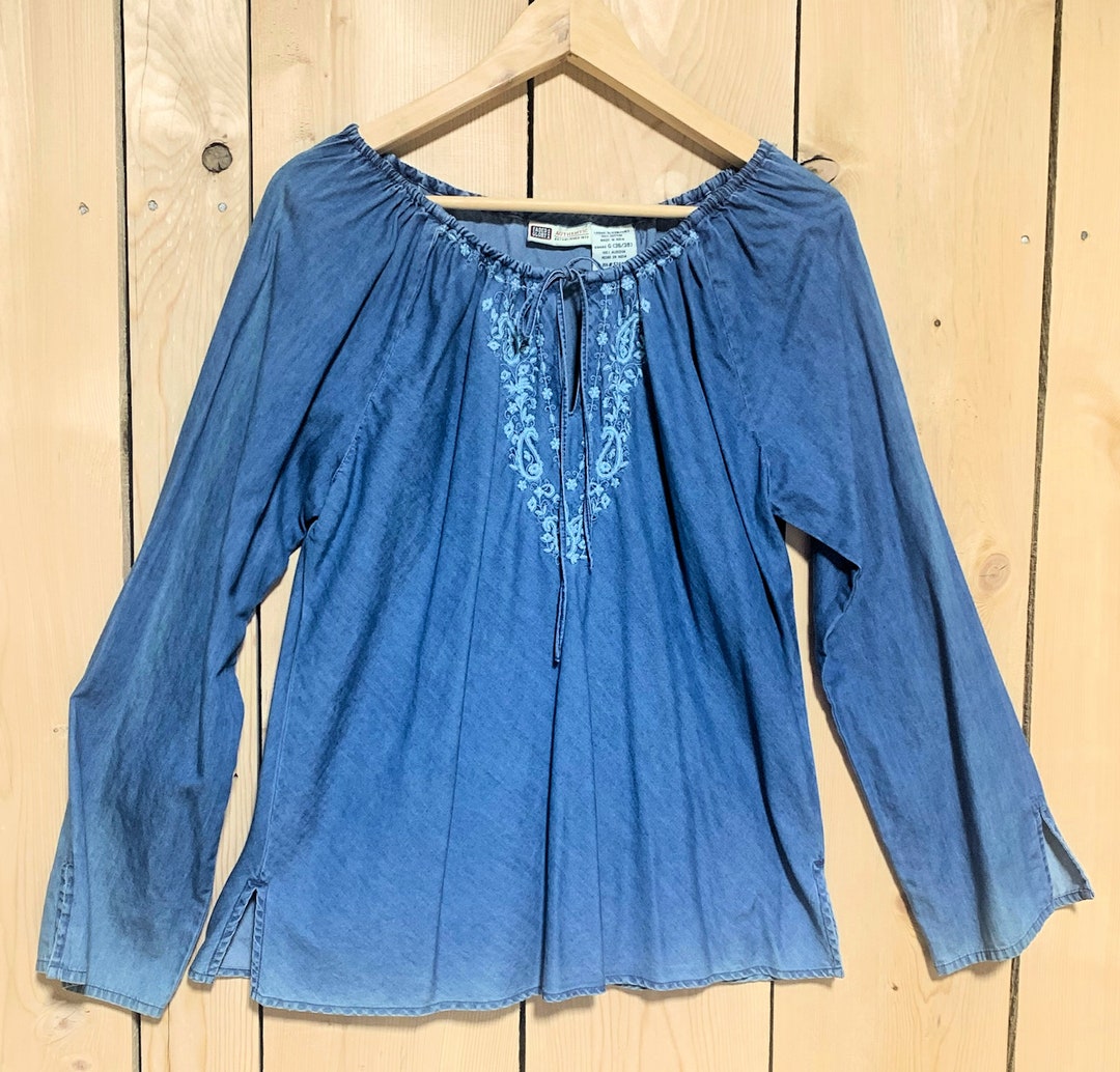 Denim Tunic Light Blue Embroidery Teen Clothing Back to - Etsy