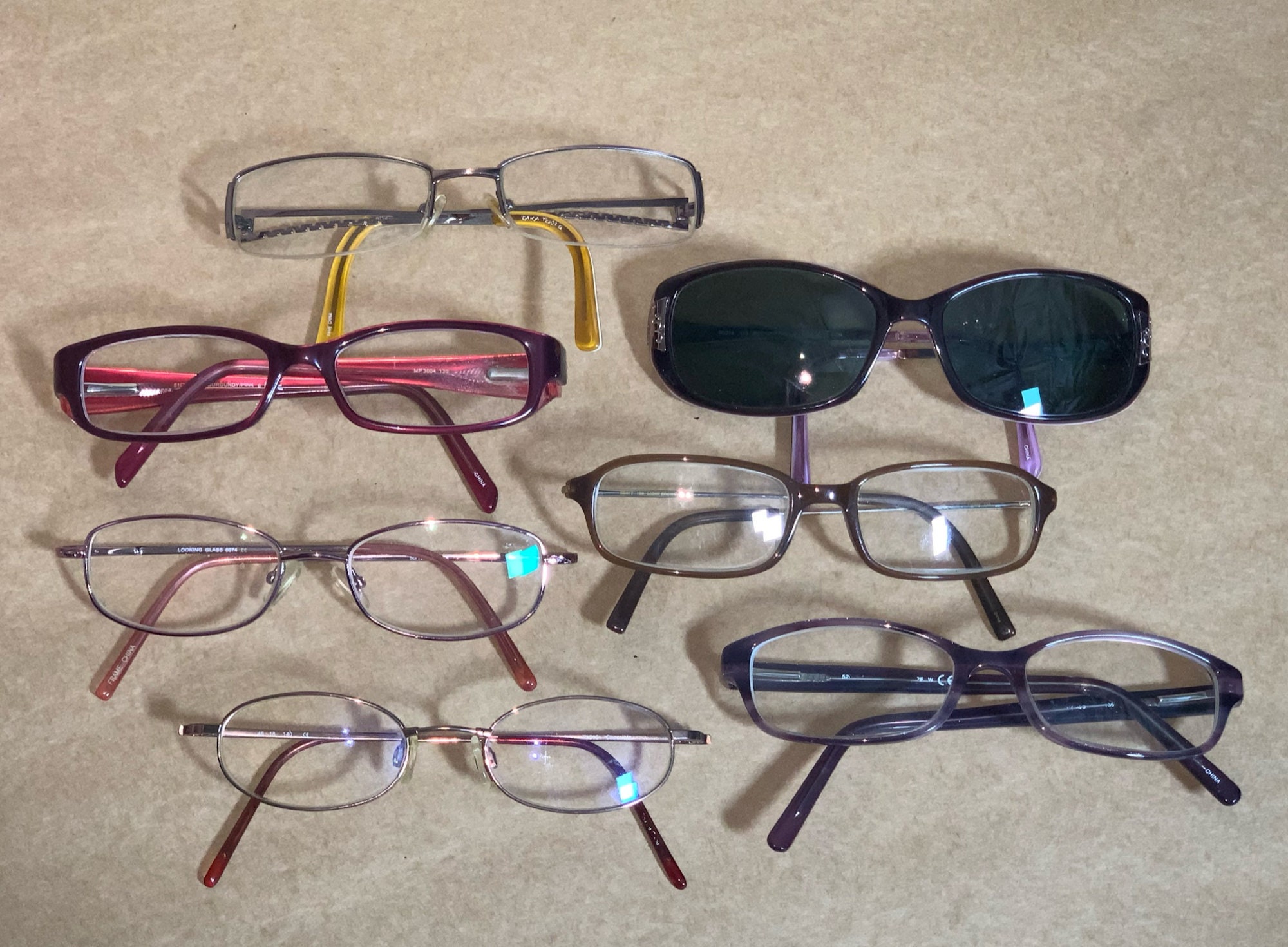 7 Pairs of Prescription Glasses, Plastic Frames, Fancy Frames, Colored ...