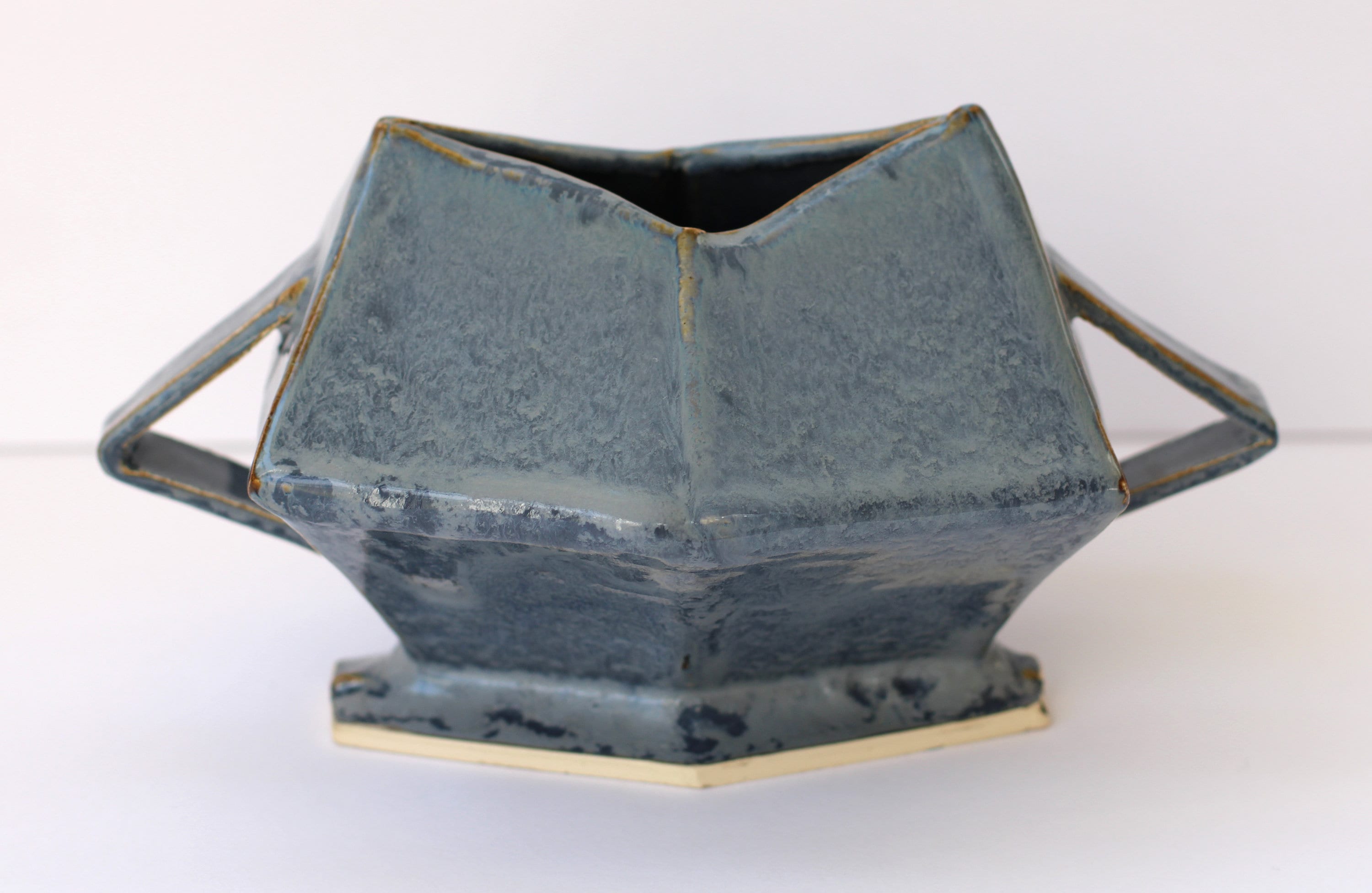 Angular Vase Blue Gray Hand Built Handmade Geometric Cubist Origami ...