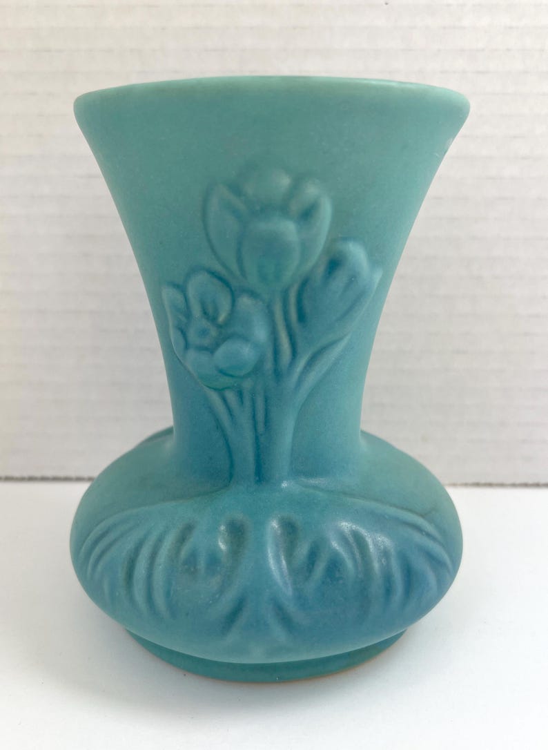 Vintage 1930s-1940s Van Briggle Turquoise Blue Tulip Vase 5" Botanical ...