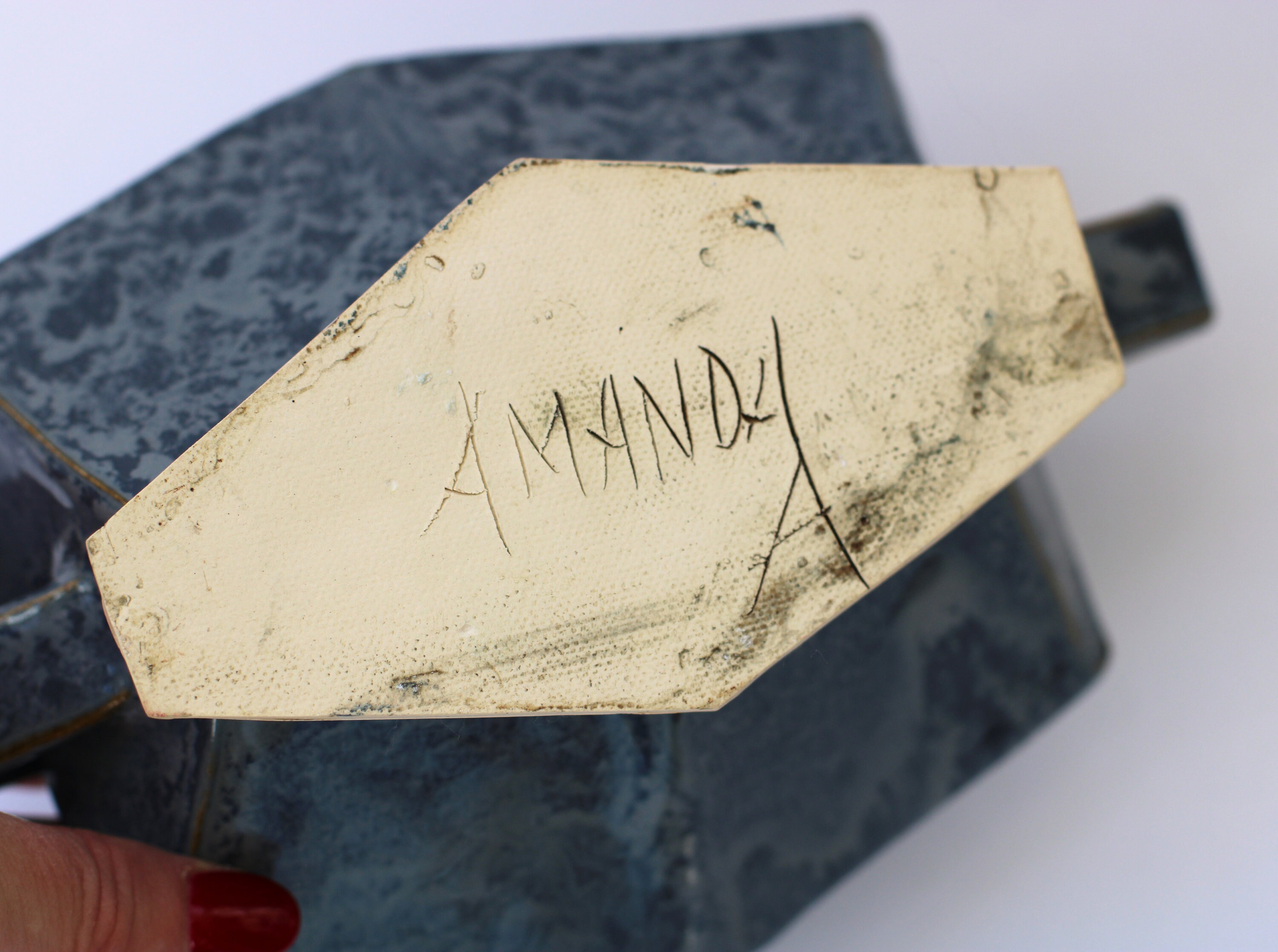 Angular Vase Blue Gray Hand Built Handmade Geometric Cubist Origami ...