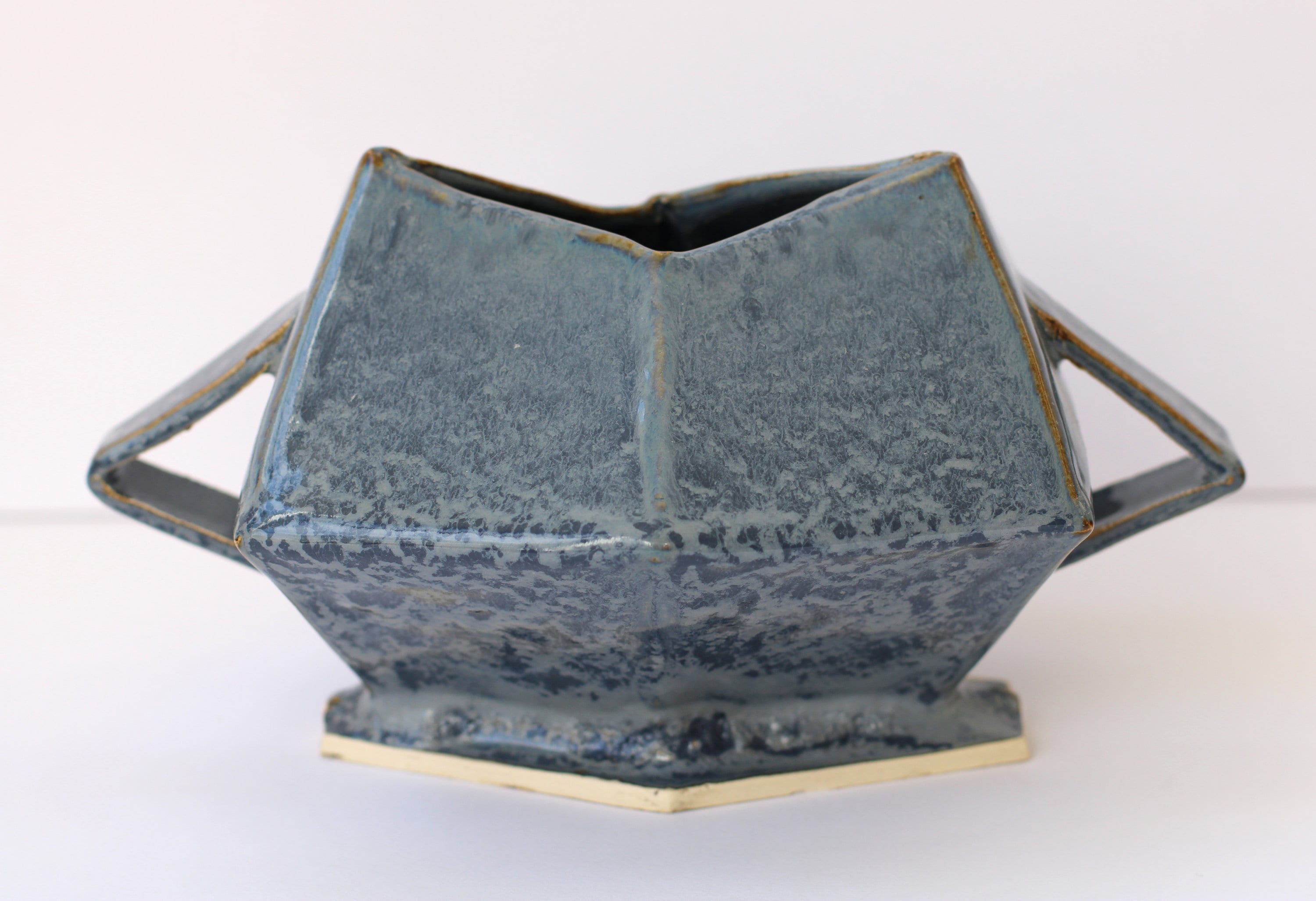 Angular Vase Blue Gray Hand Built Handmade Geometric Cubist Origami ...