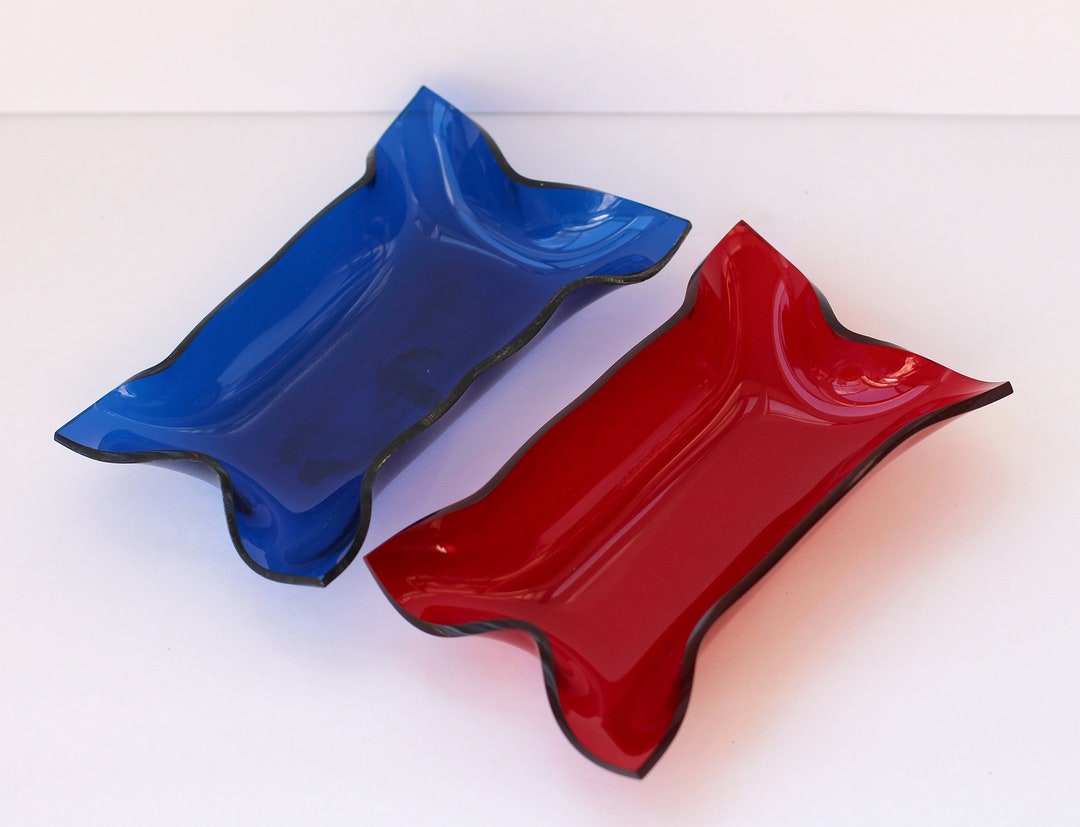 Vintage Midcentury Modern 1970's Lucite Acrylic Red and Electric Blue ...
