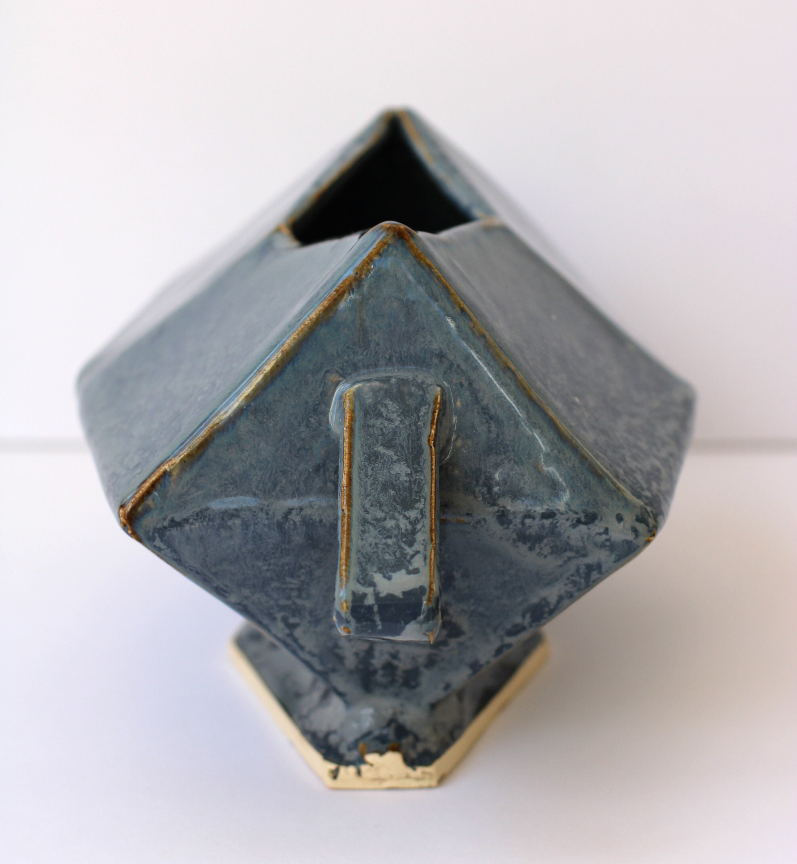 Angular Vase Blue Gray Hand Built Handmade Geometric Cubist Origami ...