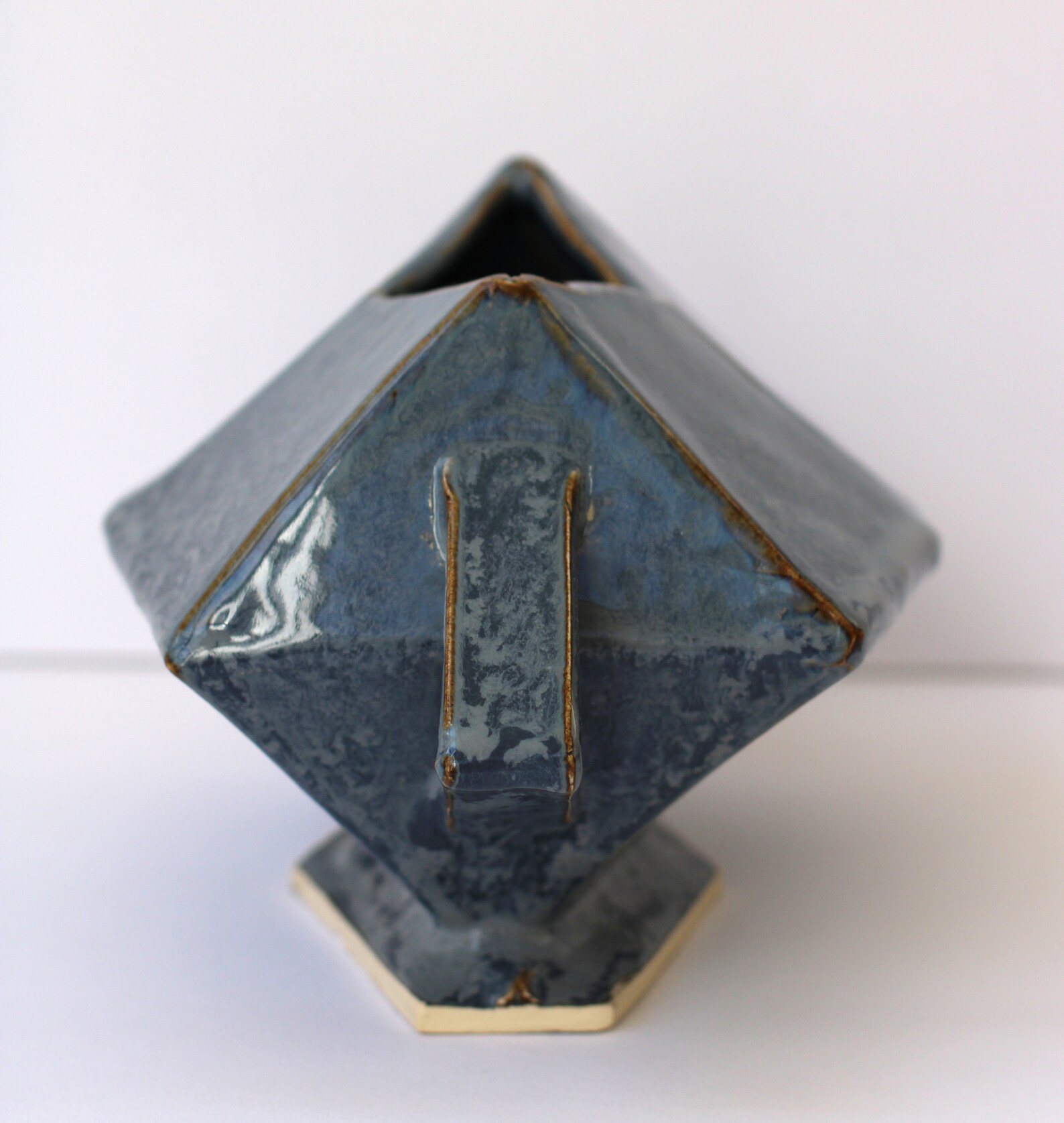 Angular Vase Blue Gray Hand Built Handmade Geometric Cubist Origami ...