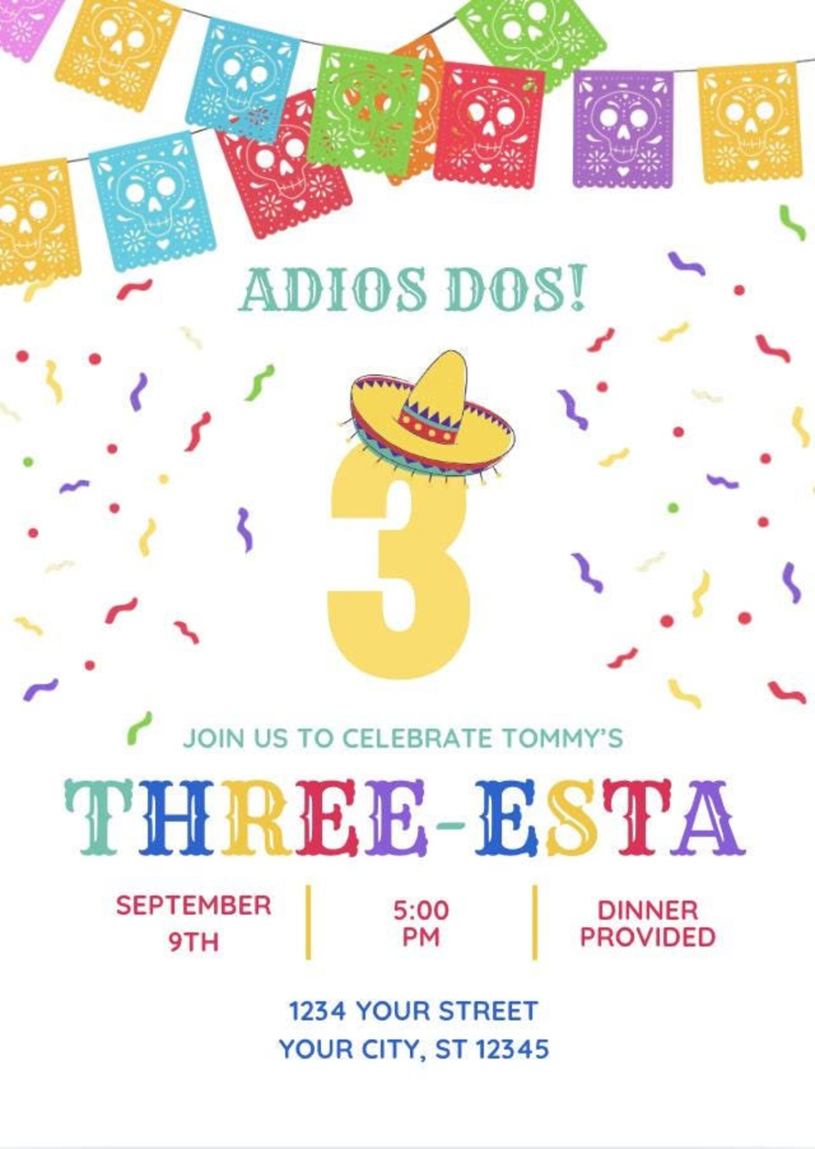 Three-esta Birthday Invitation | Digital Download Template - Etsy