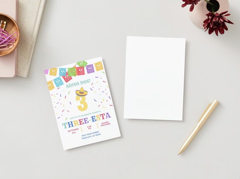 Three-esta Birthday Invitation | Digital Download Template - Etsy
