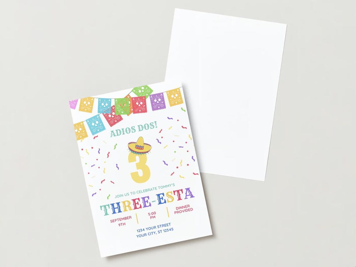 Three-esta Birthday Invitation | Digital Download Template - Etsy