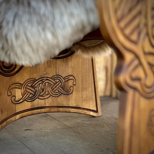 Handmade Folding Viking Chair Dragon Urnes With Scandinavian Knotwork ...