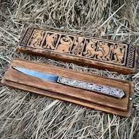 Medium Handmade Viking/slavic Knife With Leather Scabbard - Etsy