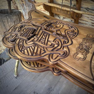Handmade Folding Viking Chair Dragon Urnes With Scandinavian Knotwork ...