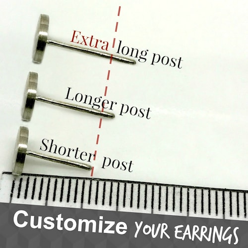 Diamond Stud Earrings Extra Long Post for Thick Earlobes - Etsy