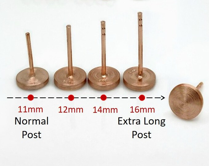 Long Post Earring, Yellow Gold Stud Earrings, Extra Long Post 12mm 14mm ...