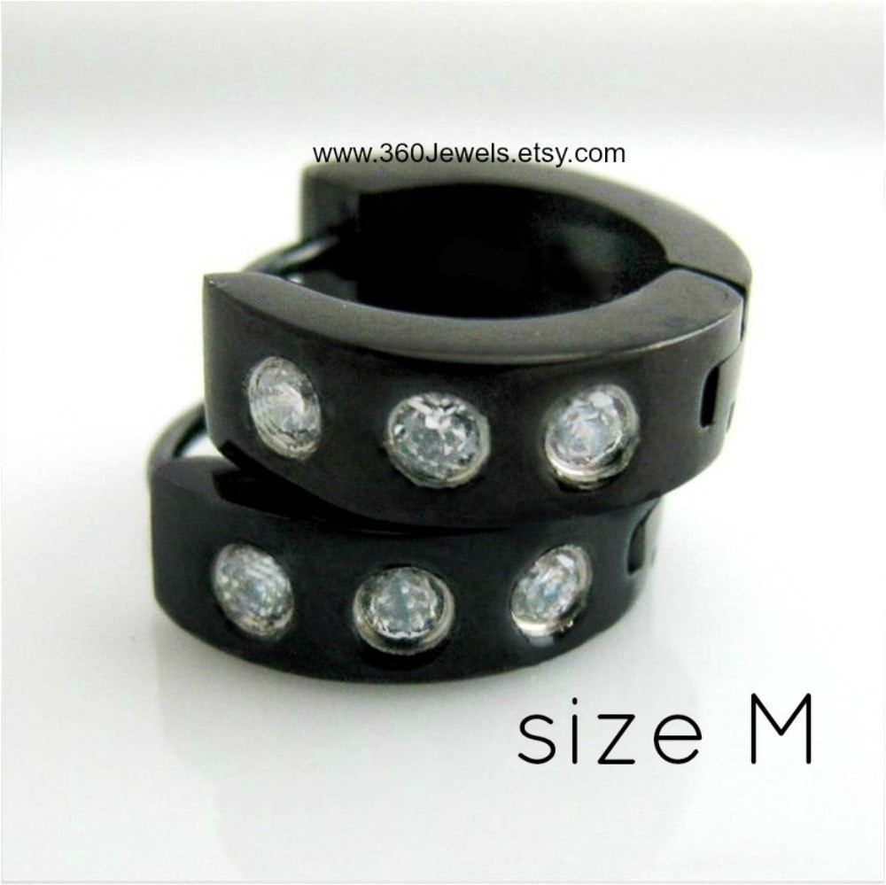 Men's Hoop Earrings Reversible Hoop Earrings Diamond Cz - Etsy