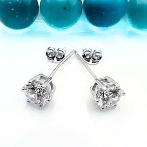 Extra Long Post CZ Diamond Stud Earrings, for Thick Earlobes, 11mm ...