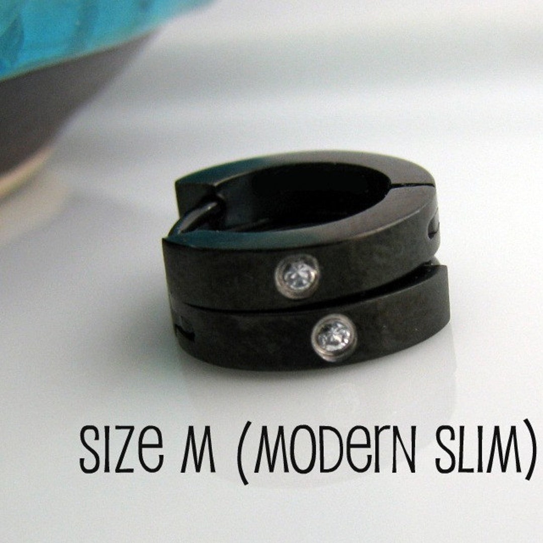 Mens Diamond Earrings CZ - Hip Hop Bling Mens Black Hoop - Earrings for ...