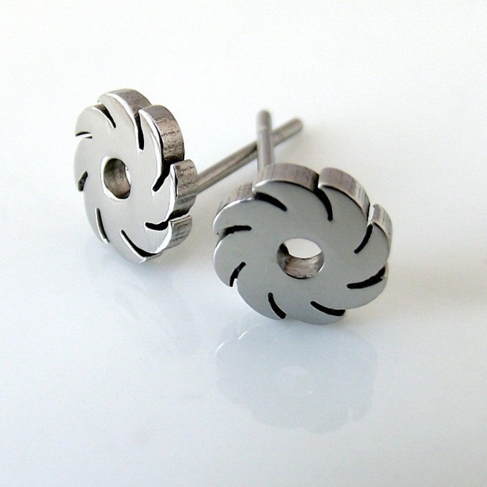 Modified Blade Wheel Stud Earrings, Men's Earrings, Stainless Steel ...