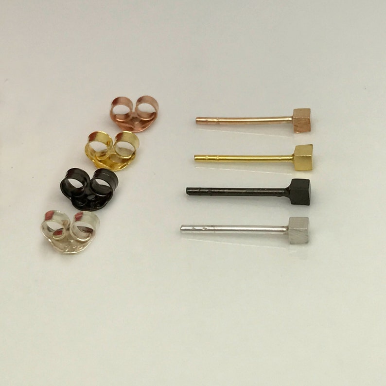 Extra Long Post Earrings Tiny Cube Stud Earring Custom | Etsy