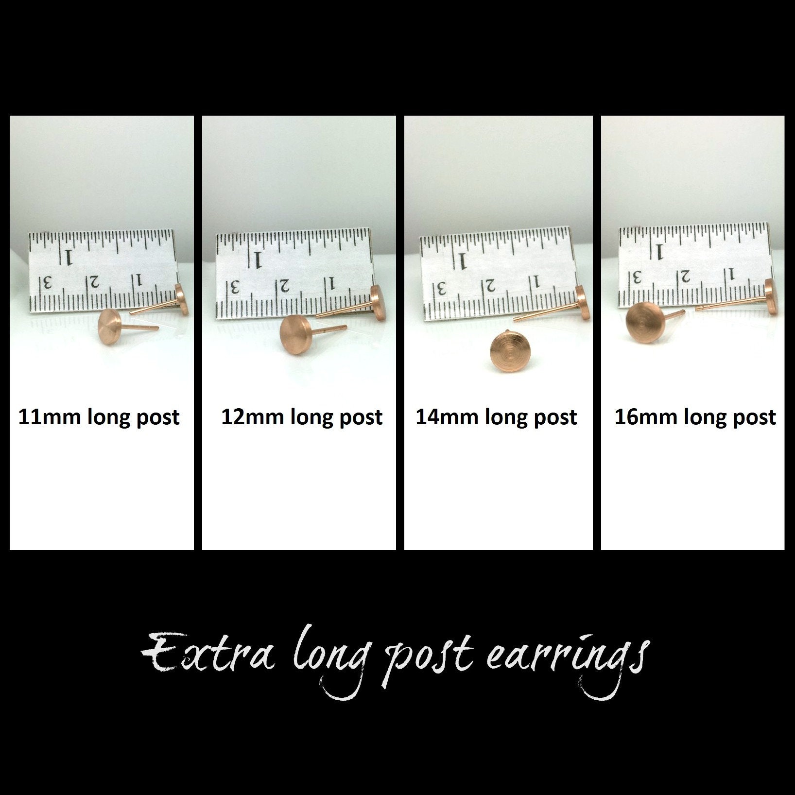 Thick Earlobe Earring, Extra Long Post Earrings, 12mm 14mm 16mm Long ...