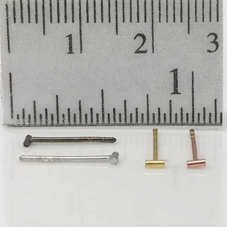Extra Long Post Earrings Tiny Bar Stud Earrings Thick - Etsy UK