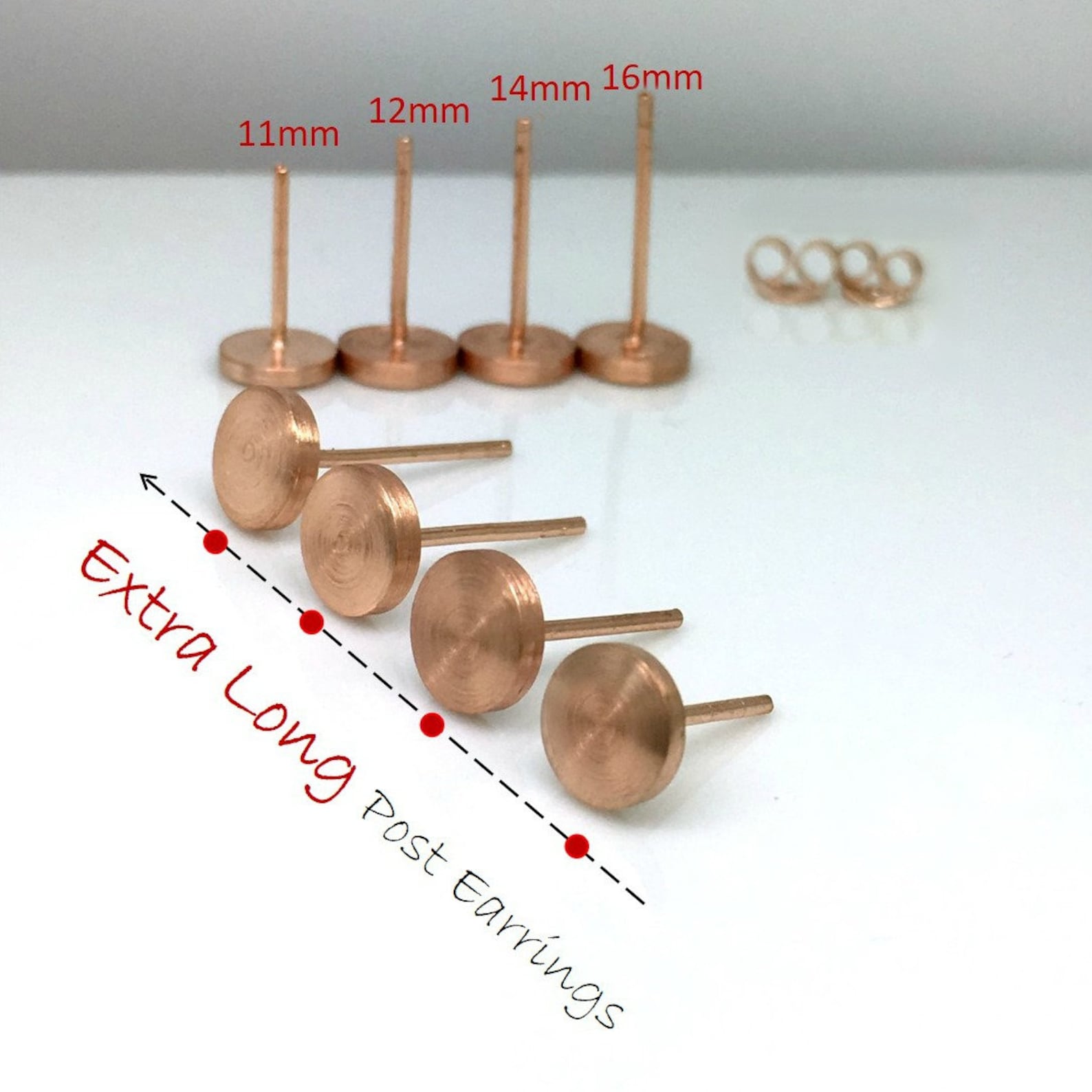 Thick Earlobe Earring, Extra Long Post Earrings, 12mm 14mm 16mm Long ...
