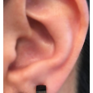 Midnight Black Clip on Hoop Earring, Mens Earrings, Diamond Cz Accent ...