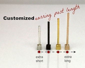 Extra Long Post Earrings Tiny Cube Stud Earring Custom | Etsy