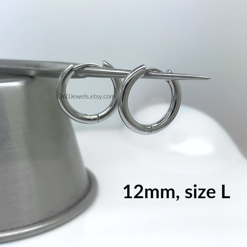 Snap Closure Hoop Earrings Mens Silver Earrings Guys Etsy