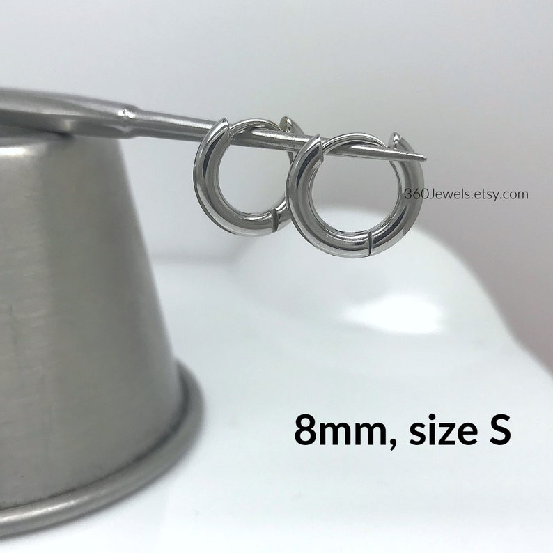 Snap Closure Hoop Earrings Men's Silver Earrings Guys | Etsy