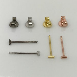 Extra Long Post Earrings, Tiny Bar Stud Earrings, Thick Earlobes, Large ...