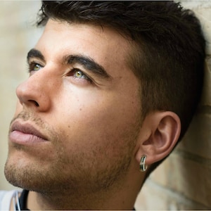 Men's Hoop Earrings, Double Stacked Hoop Earrings for Men, Stainless ...