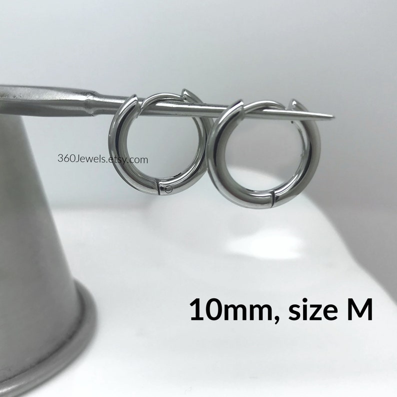 Snap Closure Hoop Earrings Men's Silver Earrings Guys - Etsy