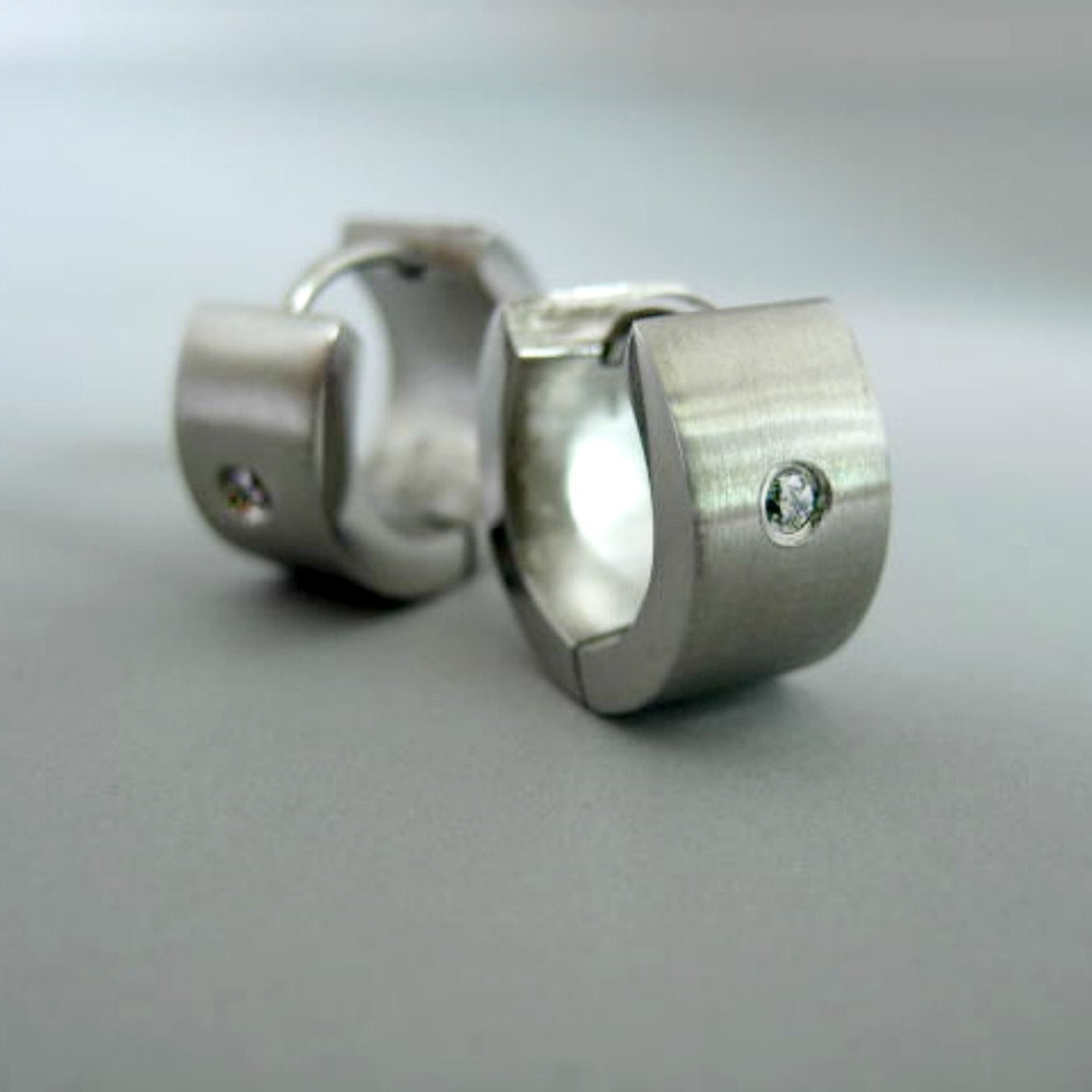 Men's Hoop Earrings, Extra Wide Diamond Huggie Hoop Earrings, Diamond ...