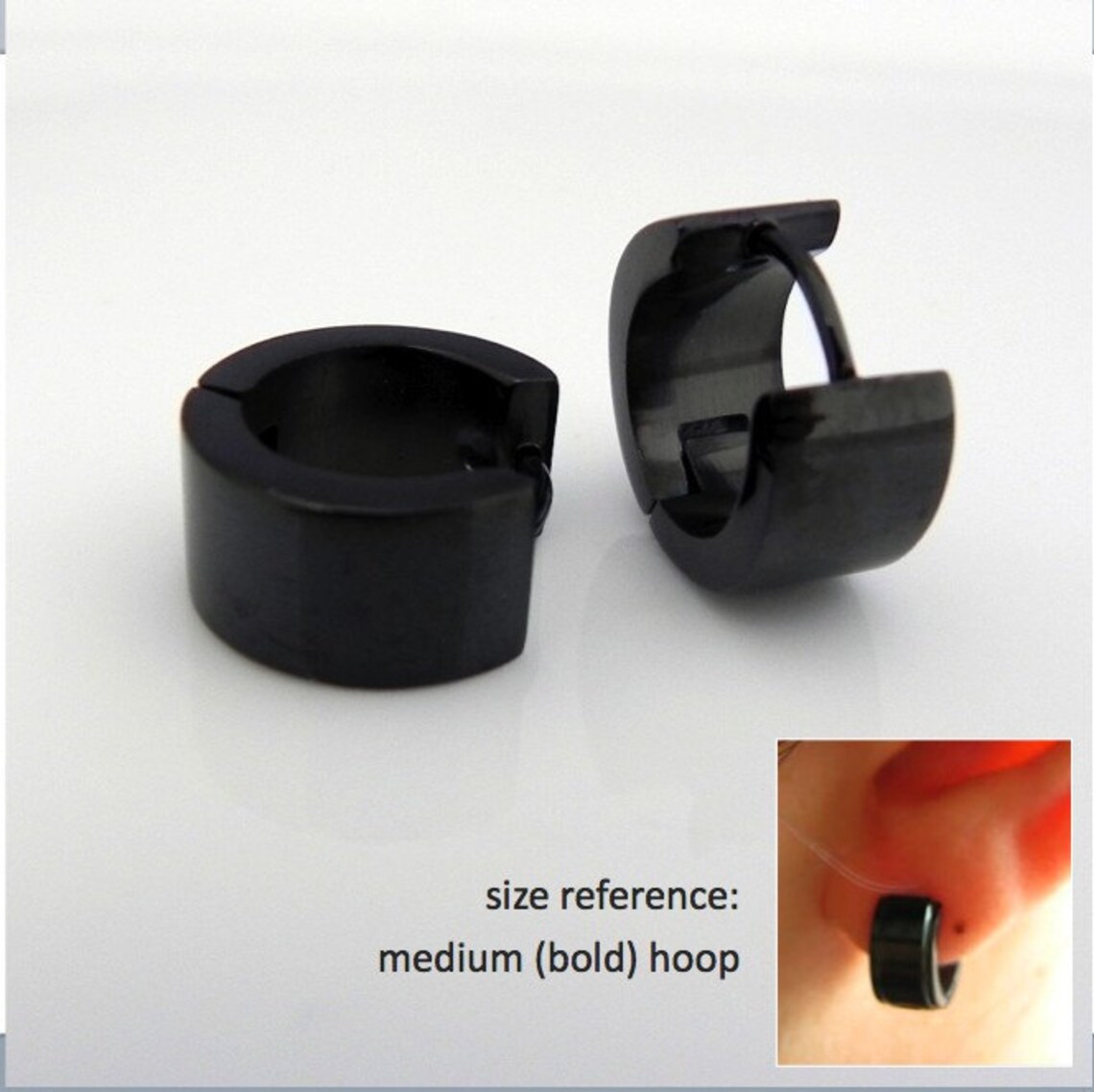Mens Earrings Jet Black Huggie Hoop Ear Cartilage Piercing - Etsy
