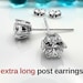 Diamond Stud Earrings, Extra Long Post, for Thick Earlobes, Mens CZ ...