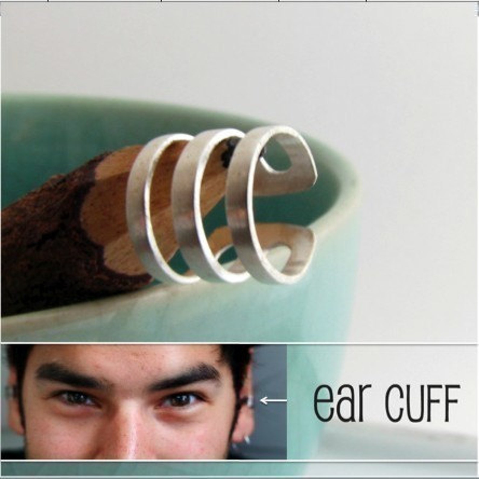 Ear Cuff Earring for Men - Handmade Male Ear Cartilage Cuff Jewelry ...