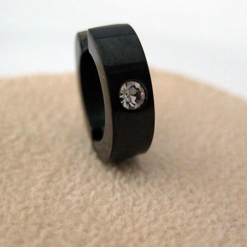 Midnight Black Clip on Hoop Earring, Mens Earrings, Diamond Cz Accent ...