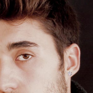 Men's Extra Long Post CZ Diamond Stud Earrings, Thick Earlobes, 14mm ...