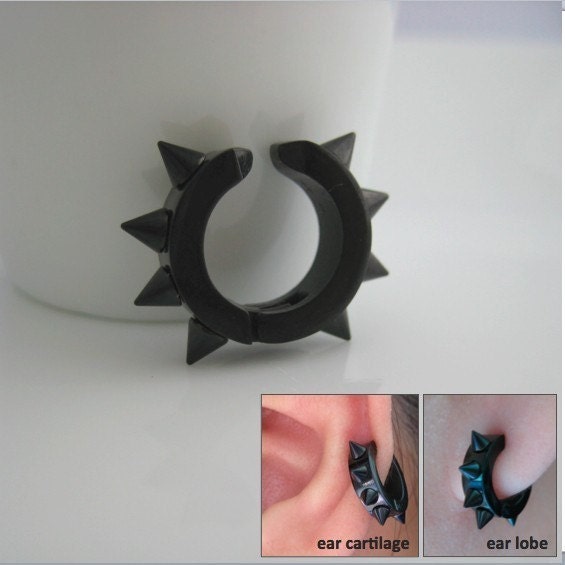 Ear Cuff and Clip on Spike SINGLE Earring - for Ear Cartilage or ...