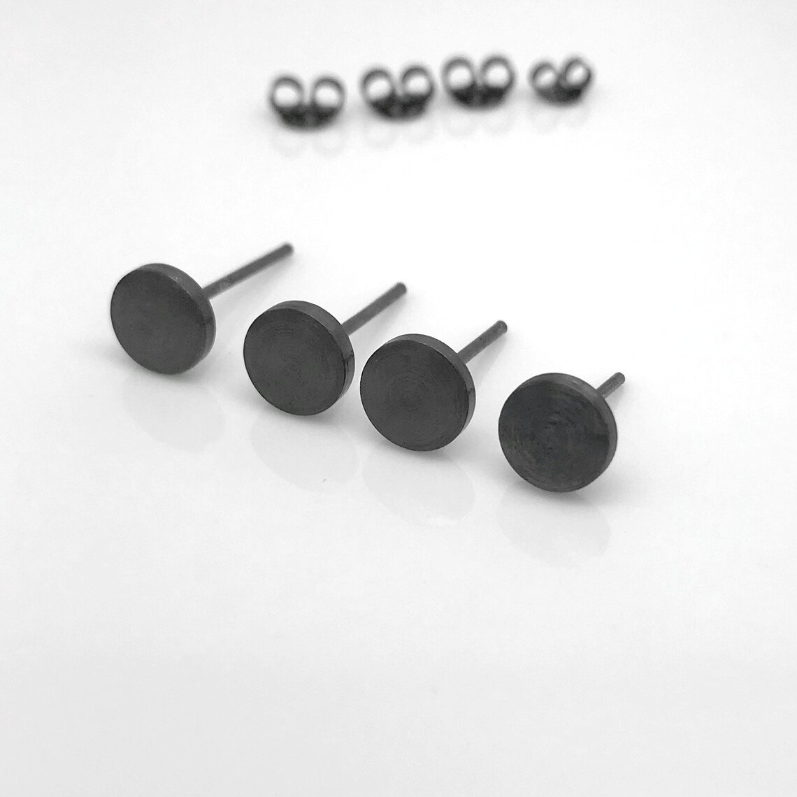 Extra Long Post Stud Earrings for Thick Earlobes | Gunmetal Black on ...