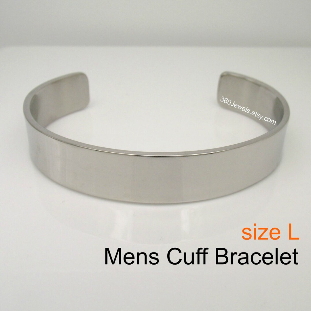 Cuff Bangle Bracelet for Men - Silver Stainless Steel Bracelet ...