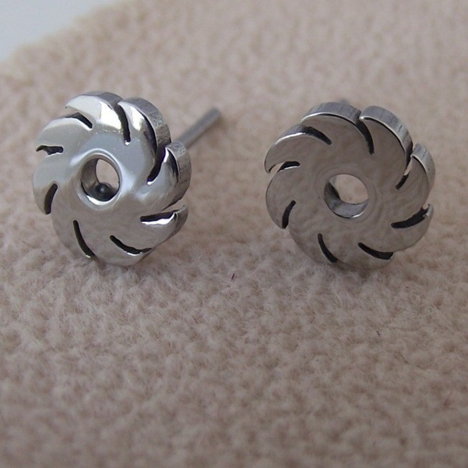 Modified Blade Wheel Stud Earrings, Men's Earrings, Stainless Steel ...