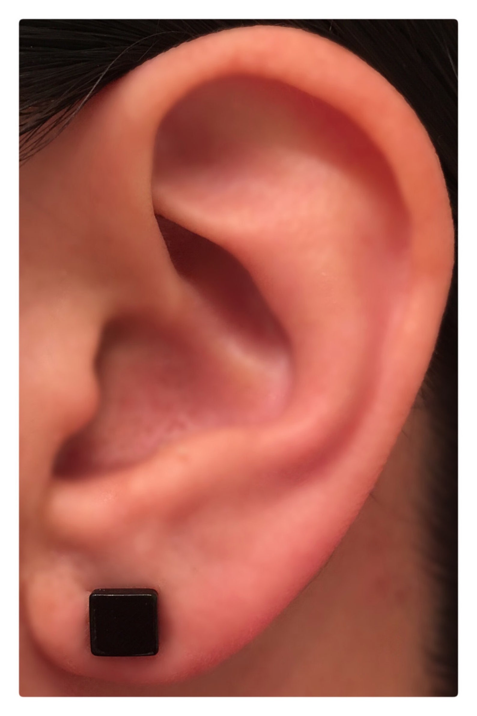 Men's Stud Earrings, Men's Earrings Studs, Black Steel Square Stud ...