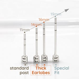 Extra Long Post CZ Diamond Stud Earrings | for Thick Earlobes | 925 ...