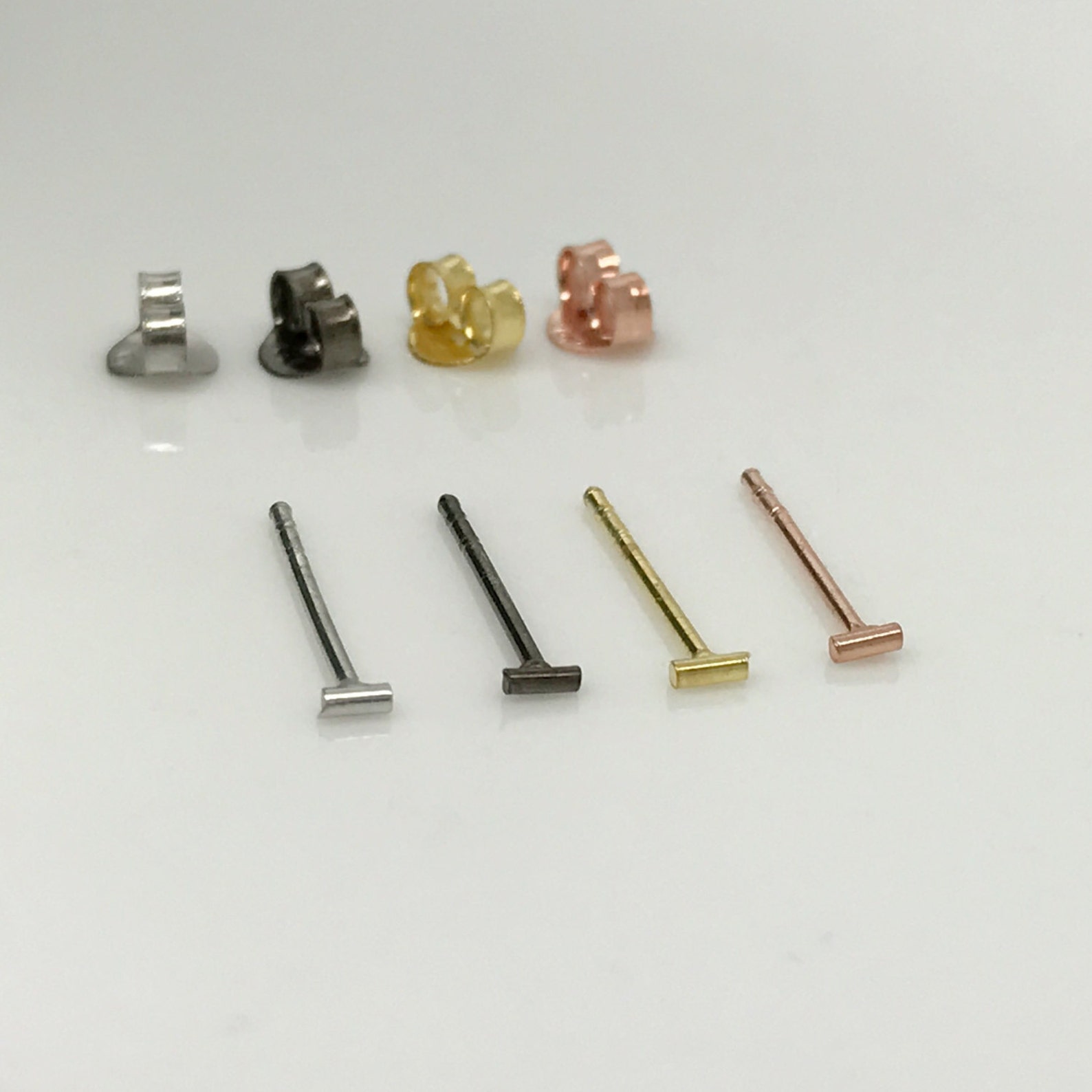 Extra Long Post Earrings Tiny Bar Stud Earrings Thick | Etsy