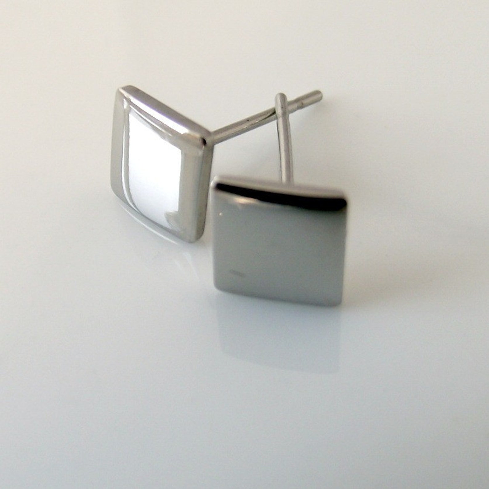 Oblate Steel Square Stud Earrings, Men's Stud Earrings, Stainless Steel ...