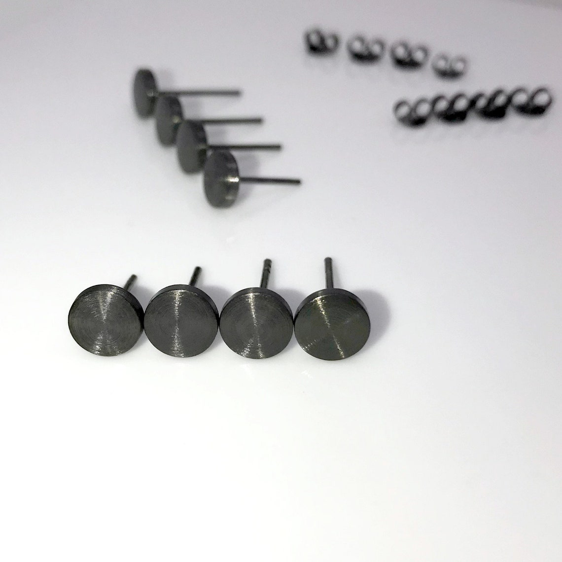 Extra Long Post Stud Earrings for Thick Earlobes | Gunmetal Black on ...