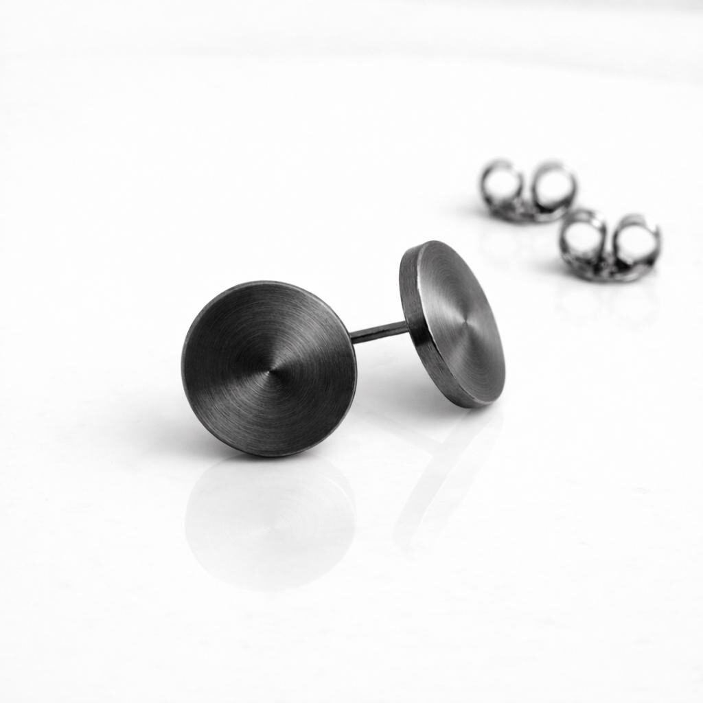 Extra Long Post Stud Earrings for Thick Earlobes | Gunmetal Black on ...