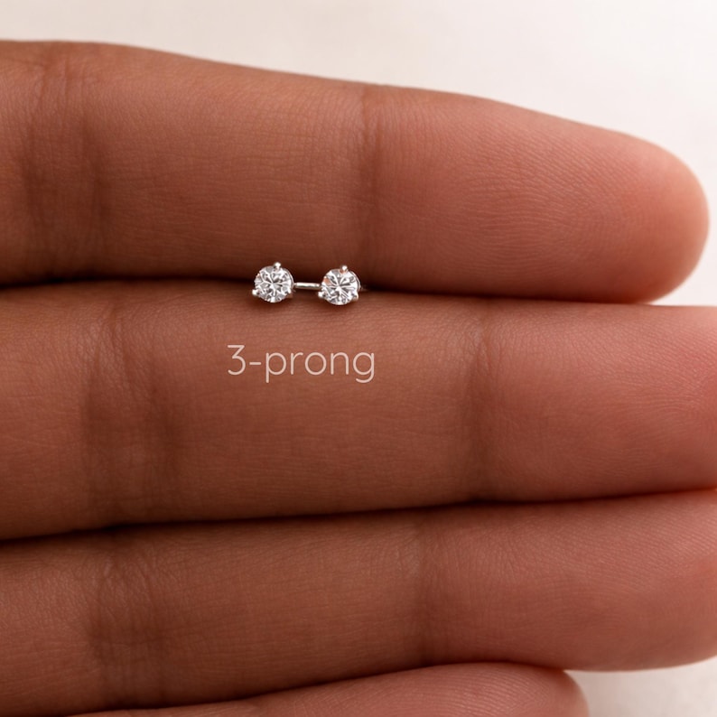 Extra Long Post CZ Diamond Stud Earrings | for Thick Earlobes | 925 ...