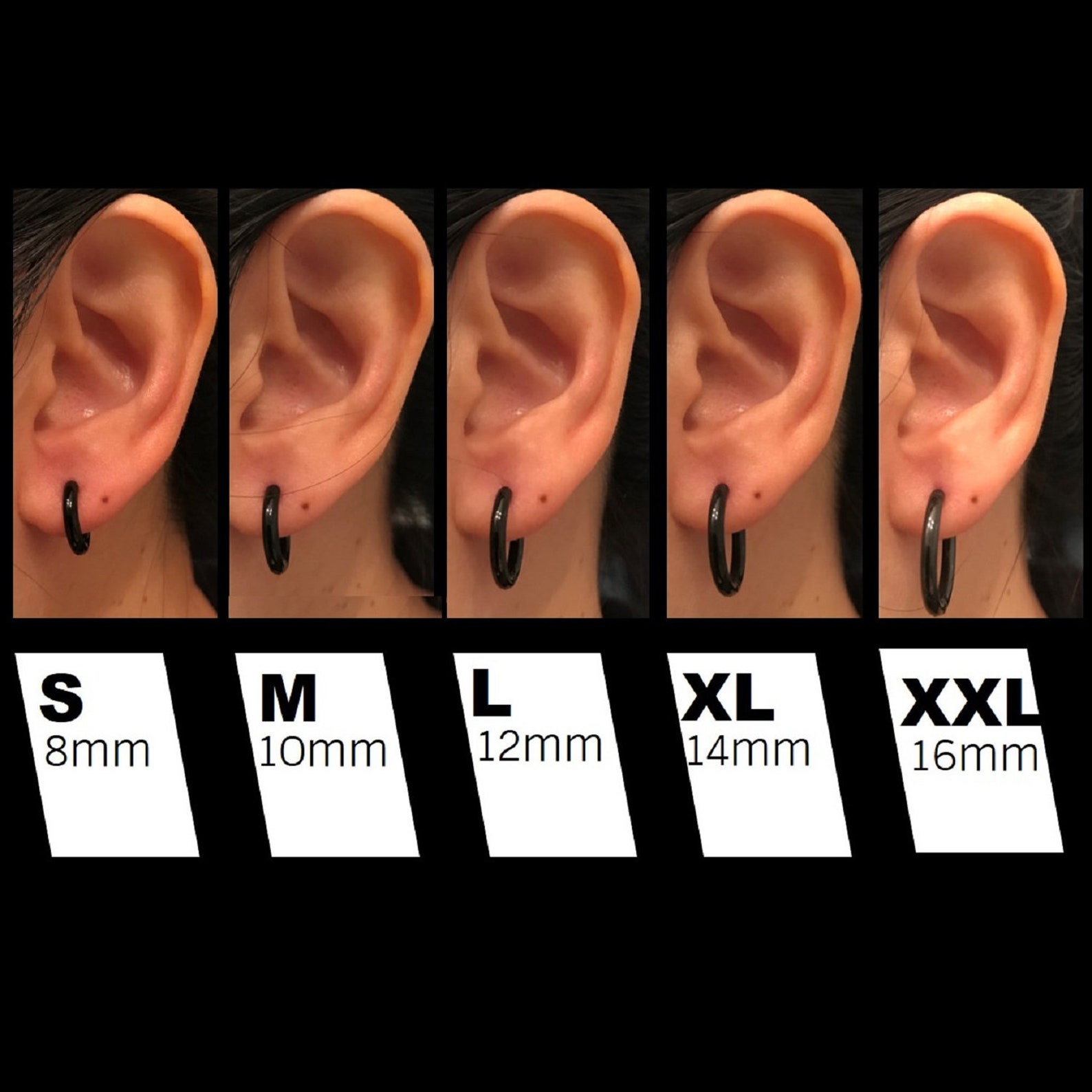 Black Earrings for Men Round Edge Earrings Huggie Hoop - Etsy